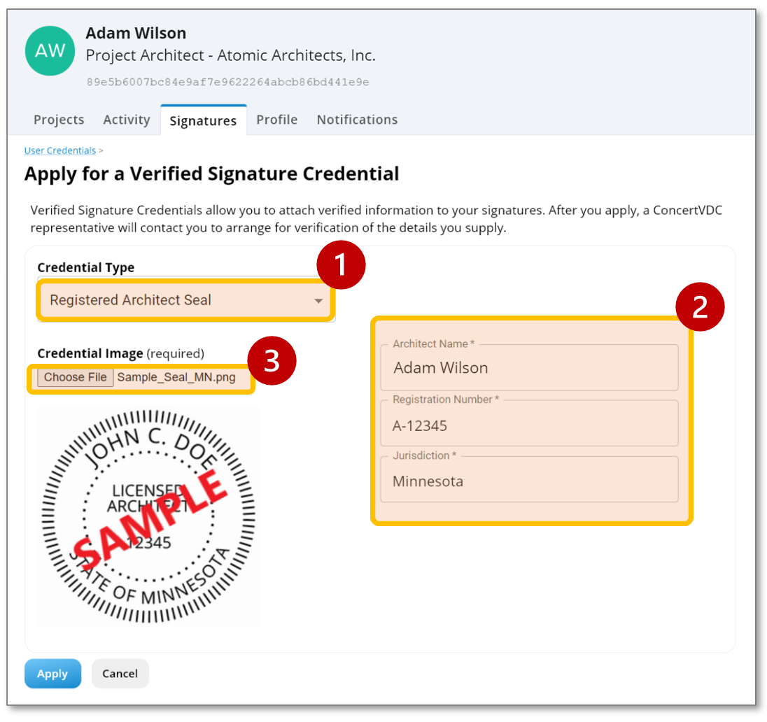 Digital Signatures 2 - Apply for a Signature Credential - Concert
